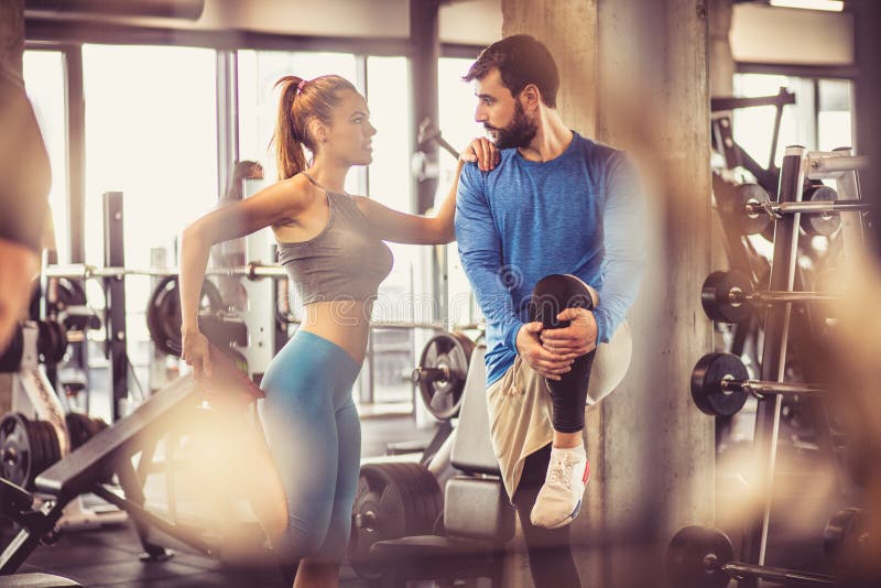 Teamwork at gym. stock image. Image of healthy, coach - 120390389