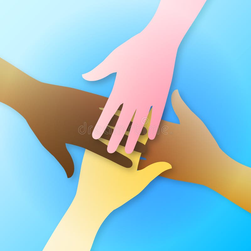 Colourful Helping Hands Teamwork Stock Illustration - Illustration of ...
