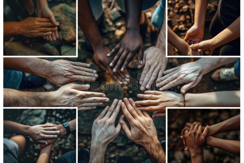 Teamwork Hands Around a Table Stock Photo - Image of generated, female ...