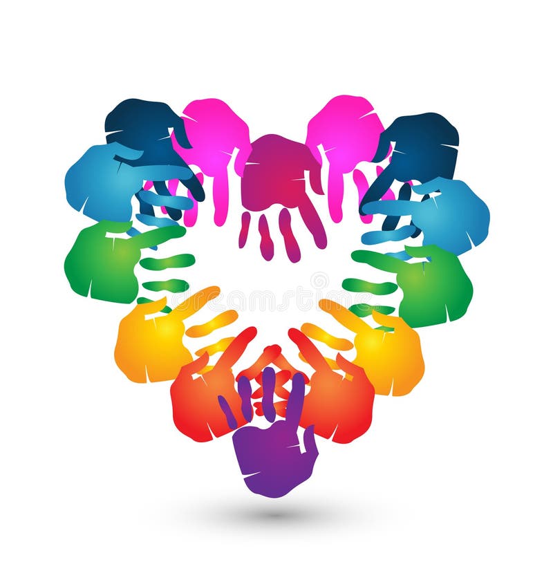 Teamwork Hands Heart Shape Logo Stock Vector - Illustration of ...