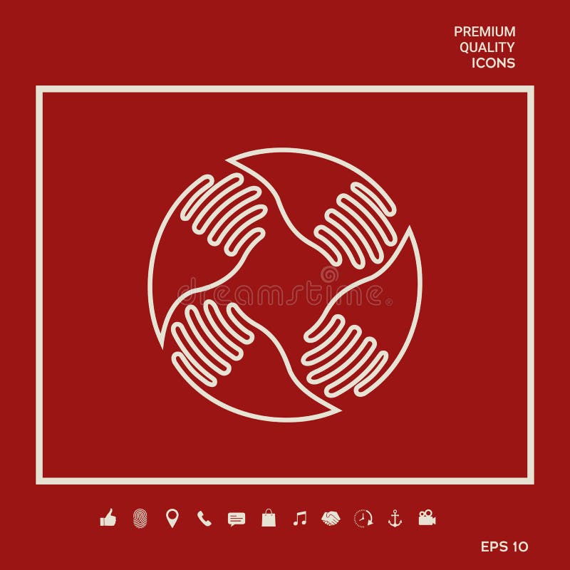 Teamwork Hands Logo. Human Connection. Line Icon Stock Illustration ...