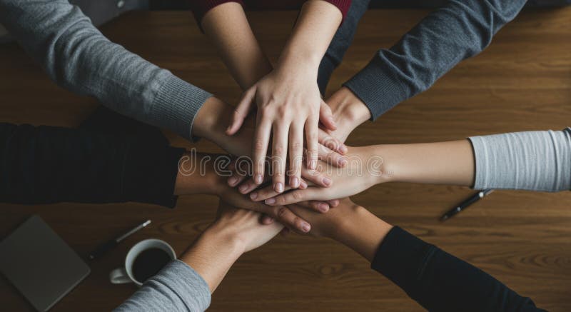 Teamwork Hands Together for Collaboration and Unity in Business Setting ...
