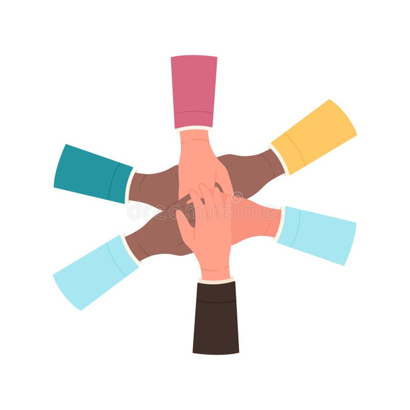 Teamwork hands together stock vector. Illustration of college - 308186605