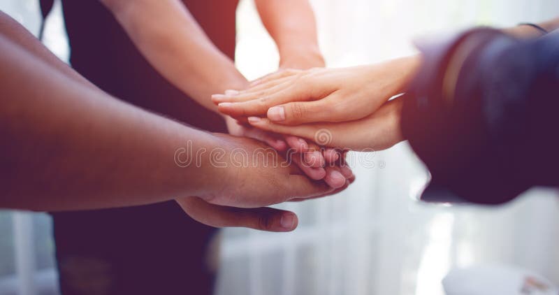 Teamwork Hands Unite with Power is a Good Team of Successful People ...