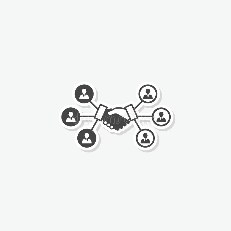 Teamwork Handshake Icon Sticker Isolated on White Stock Vector ...