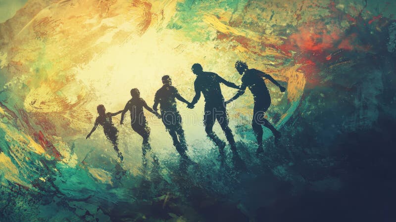 Teamwork in Harmony among Vibrant Colors Stock Illustration ...