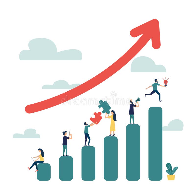 Teamwork Help Growing Revenue, Growth and Achievement. Business ...