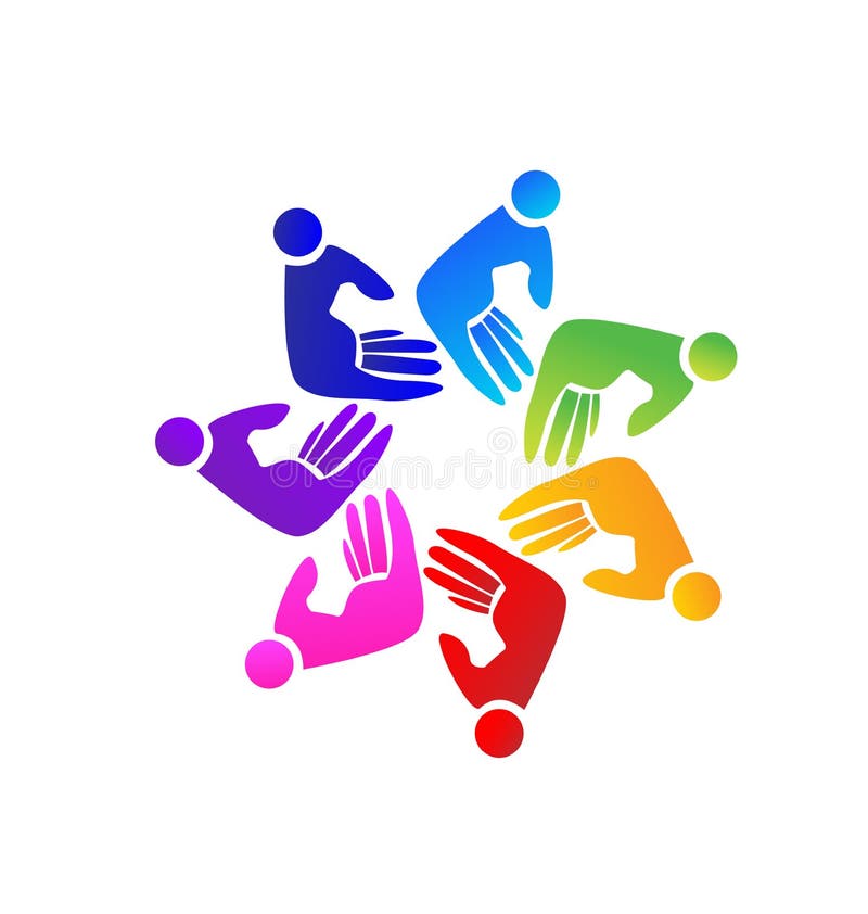 Teamwork Helping Hand People Figures Vector Logo Stock Vector ...