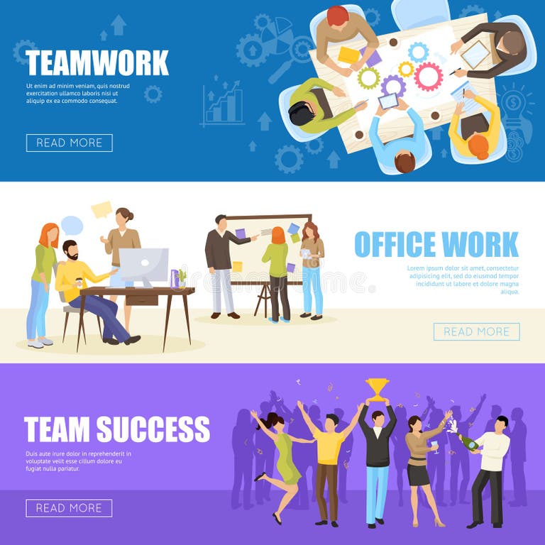 Teamwork Banners Set stock vector. Illustration of diagram - 99297941