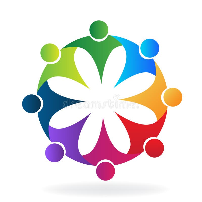 Teamwork Hug Flower People Icon Logo Stock Vector - Illustration of ...