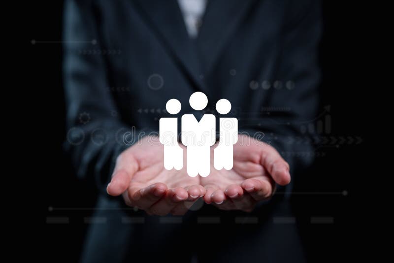 Teamwork and Human Resource Management, People with Teamwork Icon Stock ...