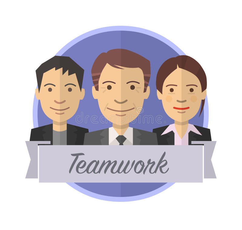 Teamwork Icon Badge. Flat Vector Style. Stock Vector - Illustration of ...