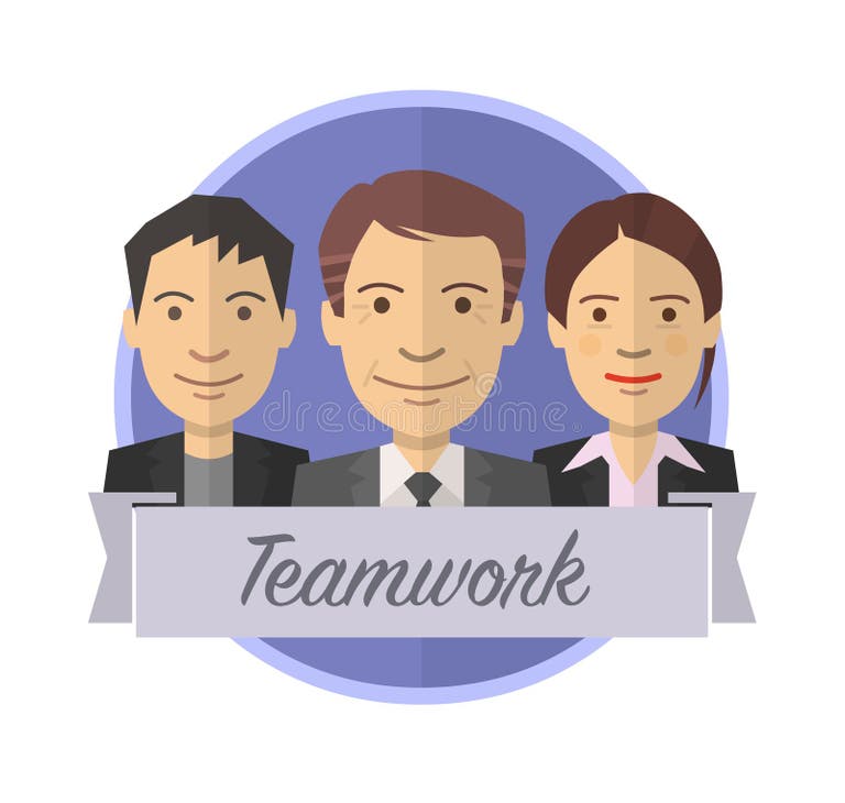 Teamwork Icon Badge. Flat Vector Style. Stock Vector - Illustration of ...