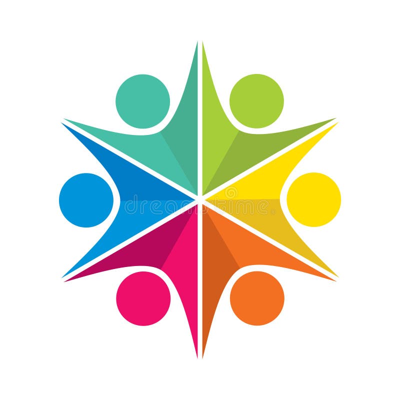 Creative Teamwork Icon Design by Colorful People Concept Stock Vector ...