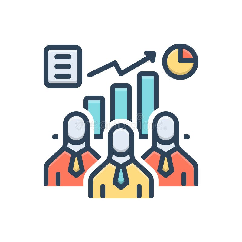 Color Illustration Icon for Teamwork, Graph and Team Stock Illustration ...