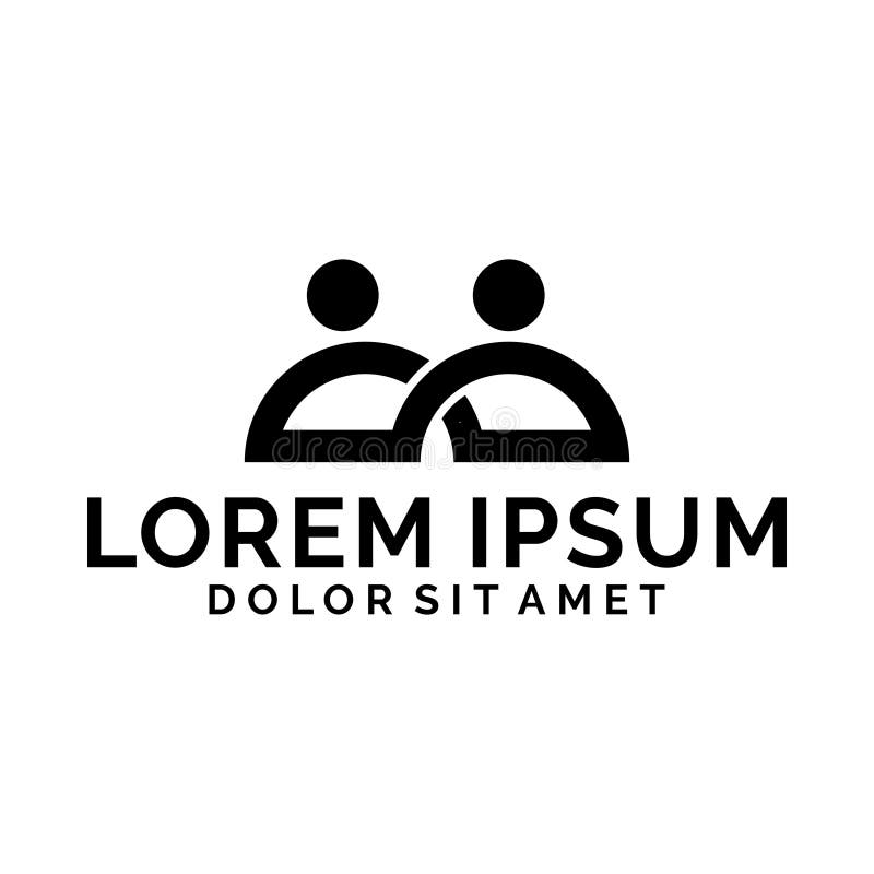 Teamwork Icon Logo Template with Two Human or People Symbol Stock ...
