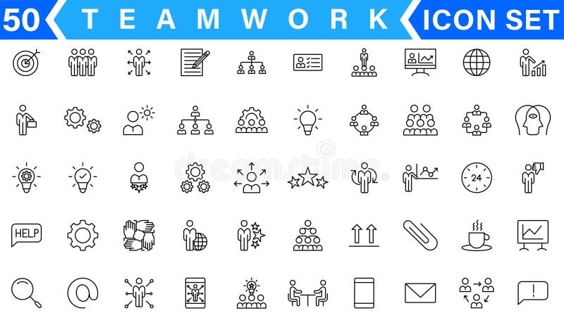 Teamwork Icon Set. Business Team Working Together Symbol. Co-worker ...