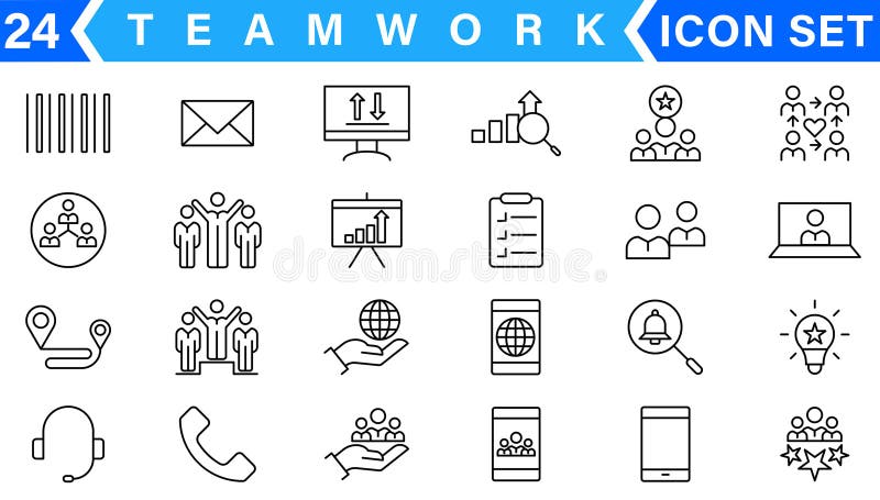 Teamwork Icon Set. Business Team Working Together Symbol. Co-worker ...