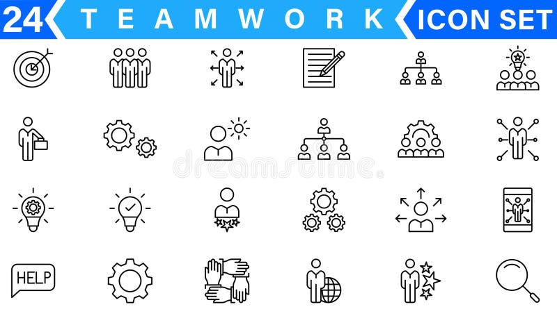 Teamwork Icon Set. Business Team Working Together Symbol. Co-worker ...