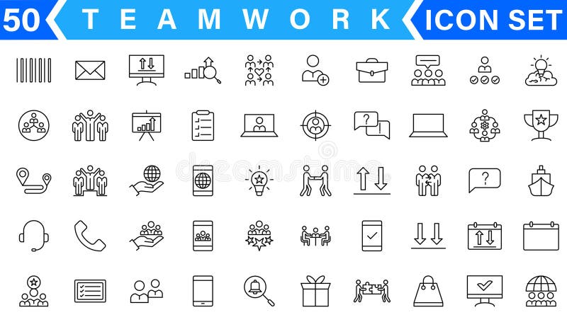 Teamwork Icon Set. Business Team Working Together Symbol. Co-worker ...