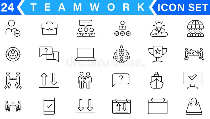 Teamwork Icon Set. Business Team Working Together Symbol. Co-worker ...