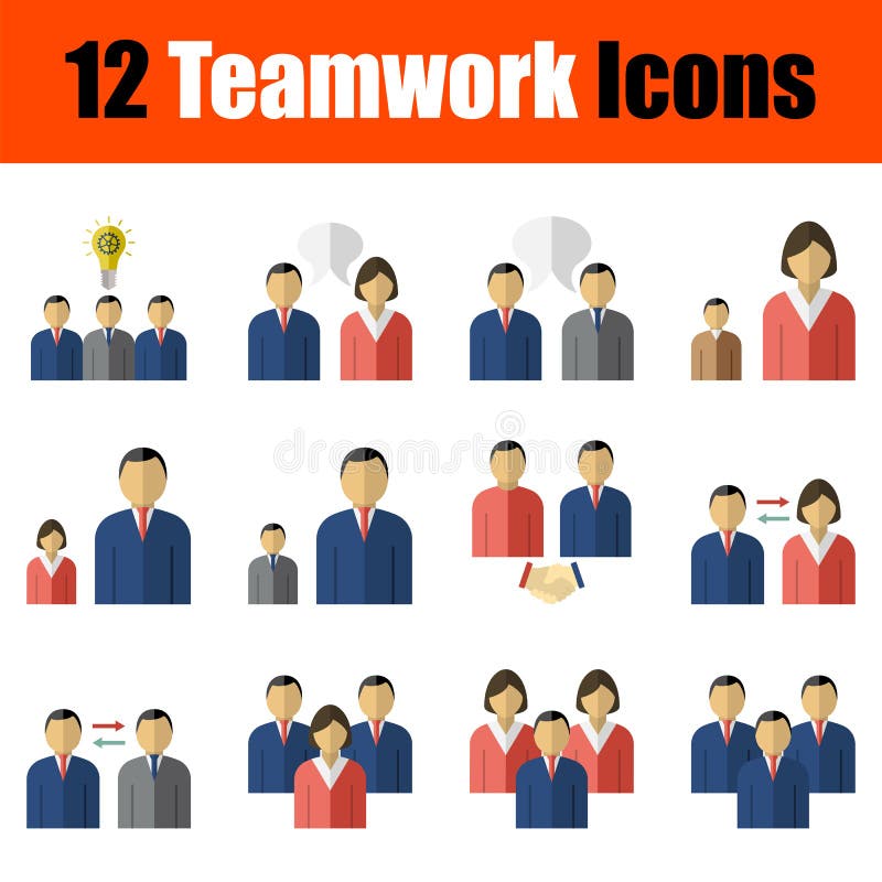 Teamwork Icon Set stock vector. Illustration of cooperation - 146071720