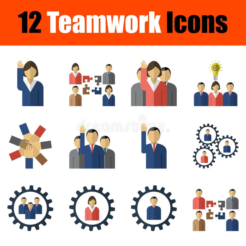Teamwork Icon Set stock vector. Illustration of building - 146071758