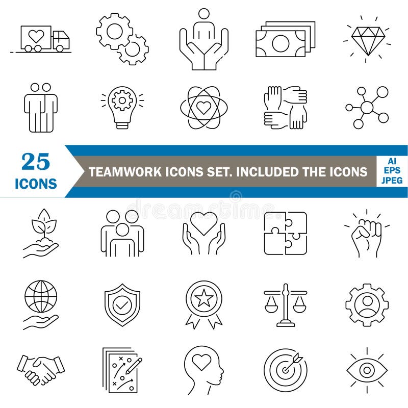 Teamwork Icon Set. Included the Icons Vector Illustrator Set Stock ...