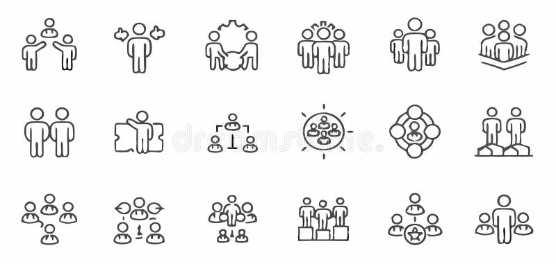 Teamwork Icons Collaboration Leadership Team Building Networking ...