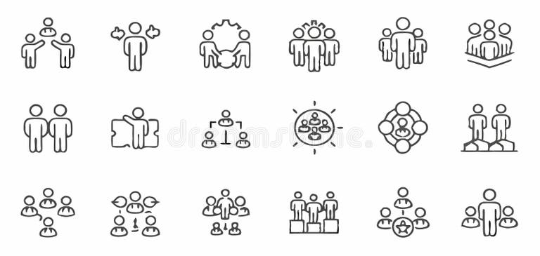 Teamwork Icons Collaboration Leadership Team Building Networking ...