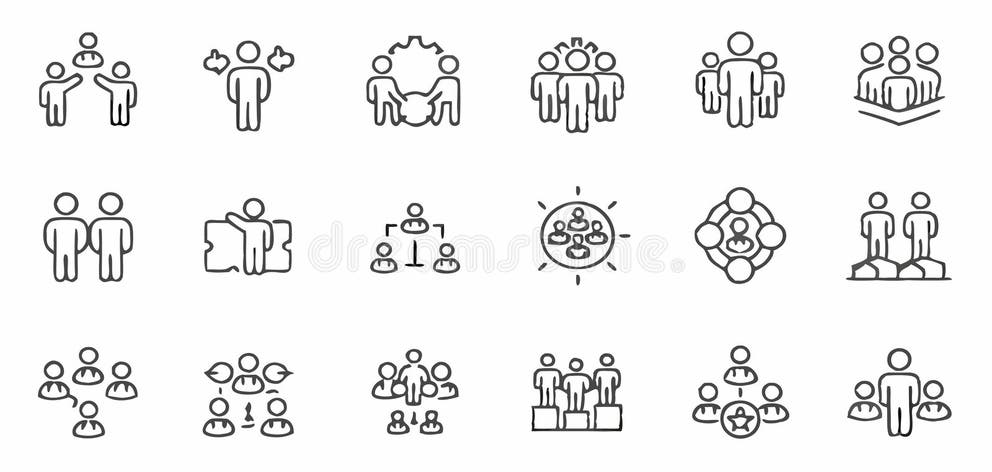Teamwork Icons Collaboration Leadership Team Building Networking ...