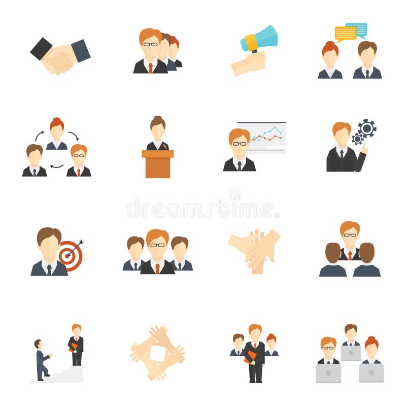 Teamwork Icons Flat stock vector. Illustration of people - 43808742