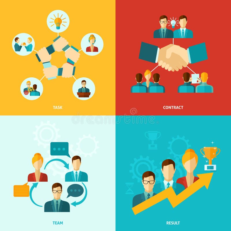 Teamwork Icons Flat stock vector. Illustration of concept - 52590529