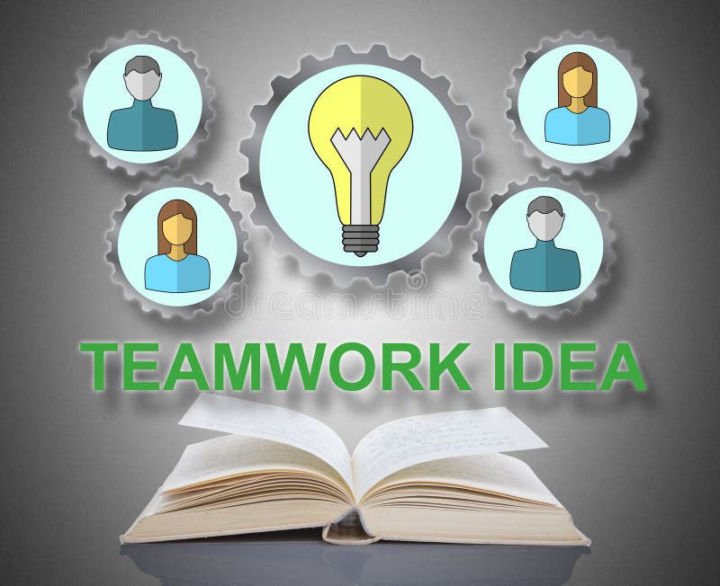 Teamwork Idea Concept Above a Book Stock Illustration - Illustration of ...
