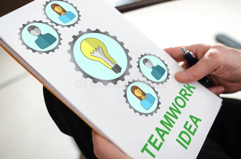 Teamwork Idea Concept on a Paper Stock Image - Image of group ...