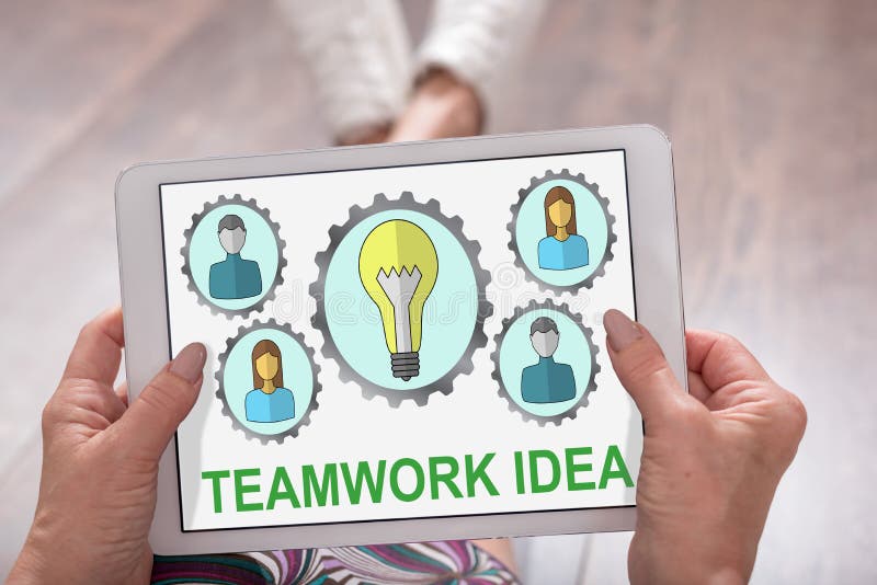 Teamwork Idea Concept on a Tablet Stock Image - Image of strategy ...
