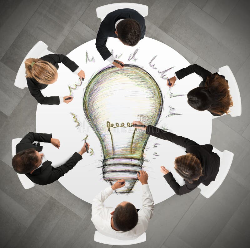 Teamwork idea stock photo. Image of lamp, paint, pencil - 44859104