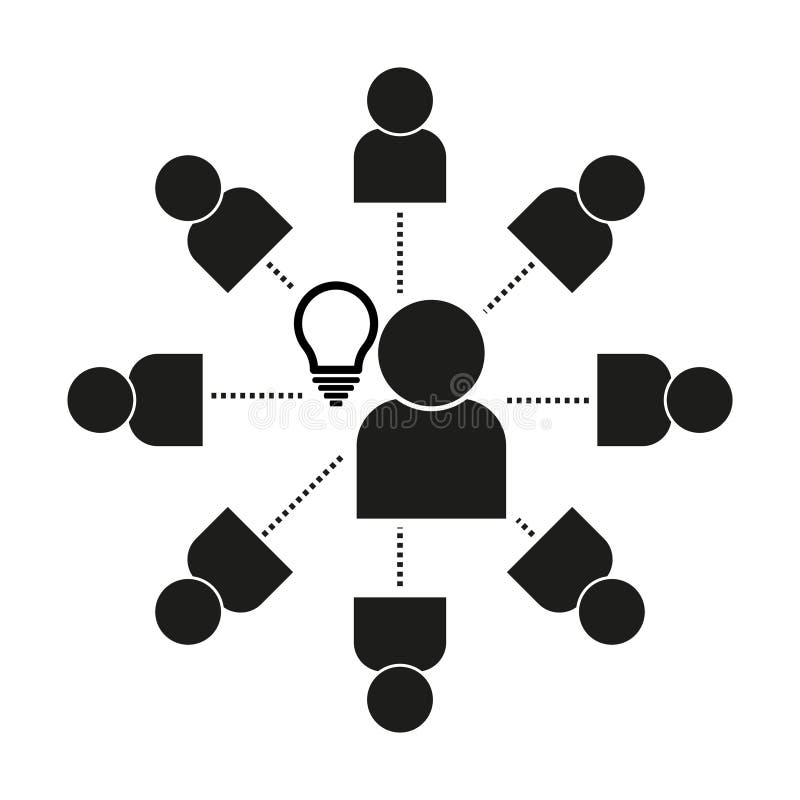 Teamwork Idea Icon. Collaborative People Symbol. Vector Lightbulb ...