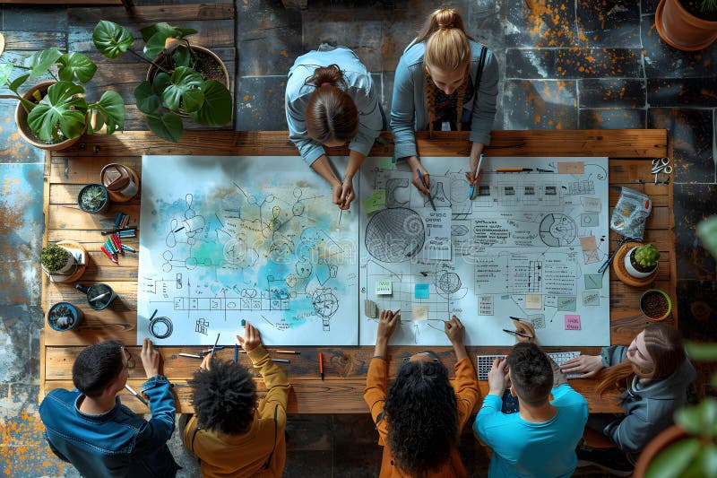 Teamwork Ignites Ideas - Creative Collaboration on Flip Chart Stock ...