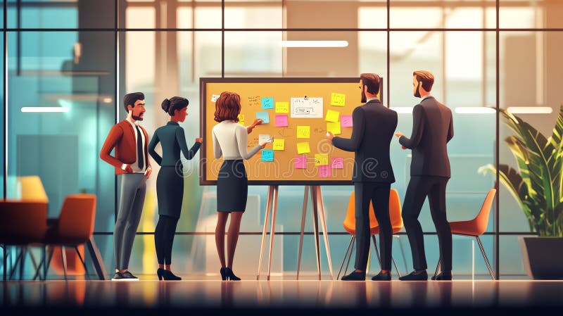 Teamwork Illustration: Modern Office Collaboration Stock Photo - Image ...