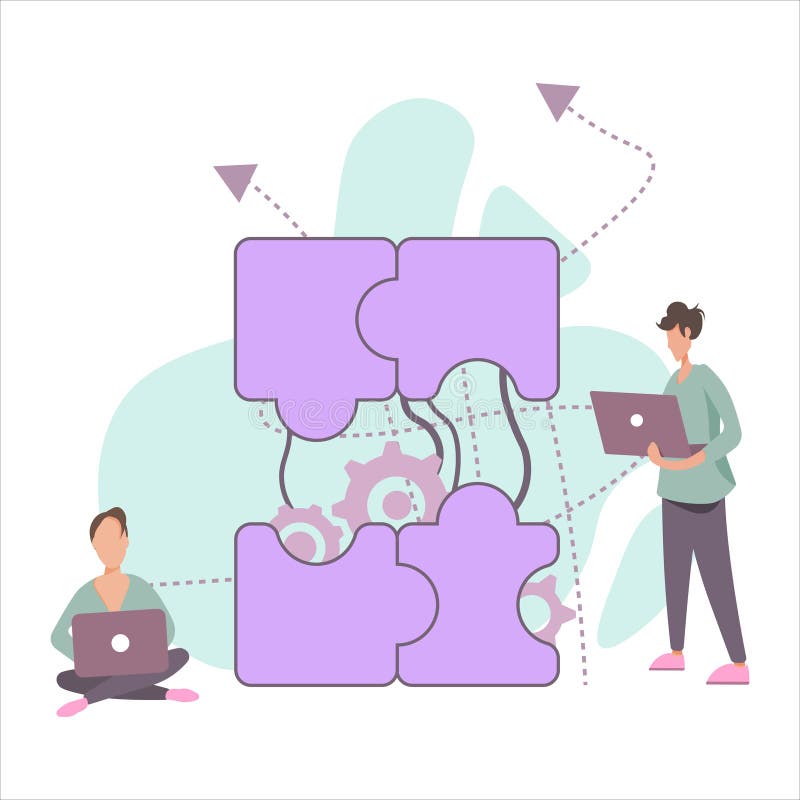 Teamwork Illustration. People Commit Deliberate and Collaborative ...