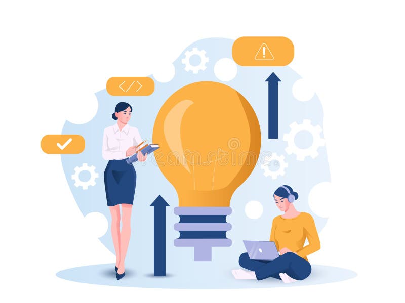 Teamwork and Innovation Concept Scene. Vector Illustration Stock ...