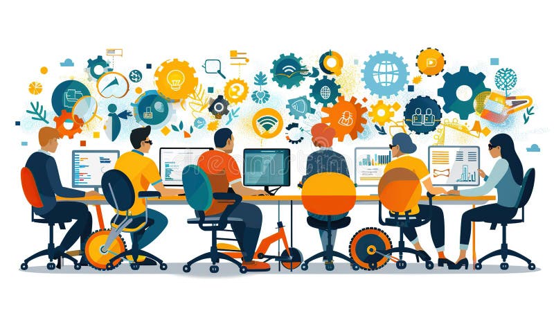 Teamwork and Innovation stock illustration. Illustration of strategy ...