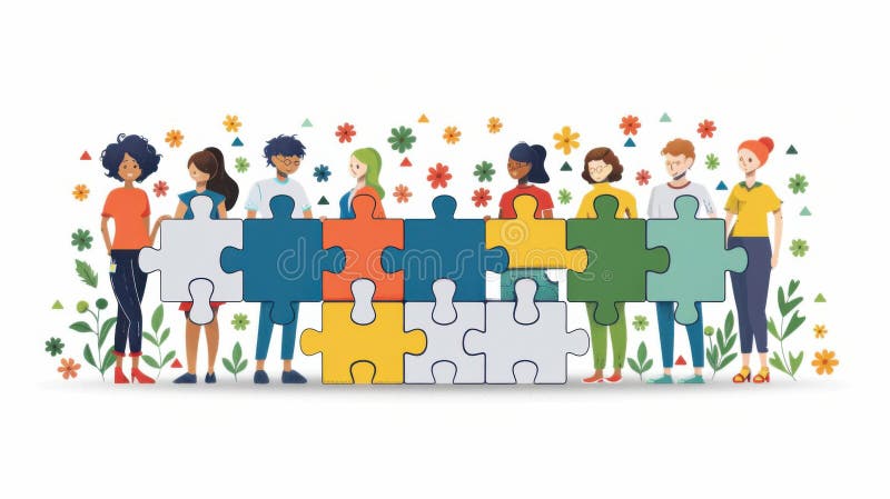 Teamwork, Interaction between All Team Members. Team Building Flat ...