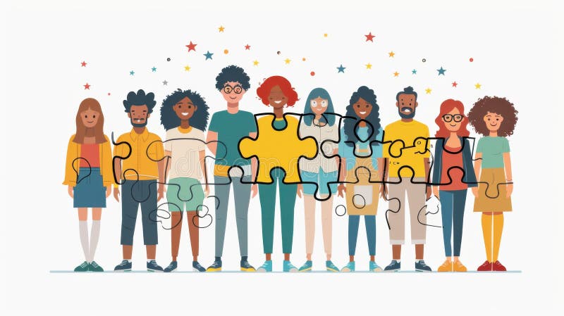 Teamwork, Interaction between All Team Members. Team Building Flat ...