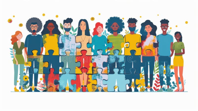 Teamwork, Interaction between All Team Members. Team Building Flat ...