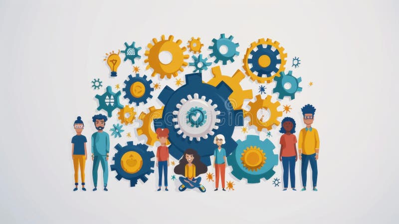 Teamwork, Interaction between All Team Members. Team Building Flat ...