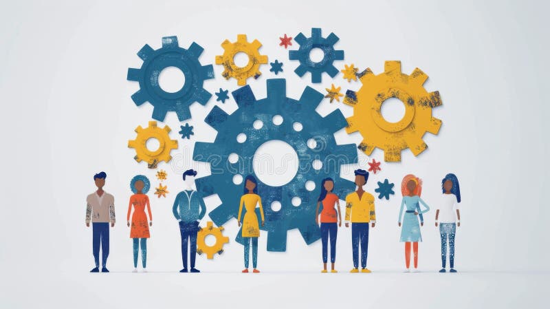 Teamwork, Interaction between All Team Members. Team Building Flat ...