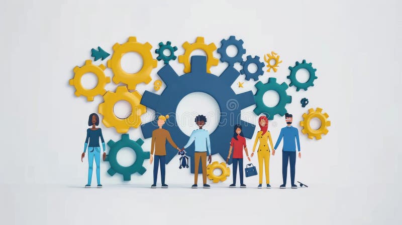 Teamwork, Interaction between All Team Members. Team Building Flat ...