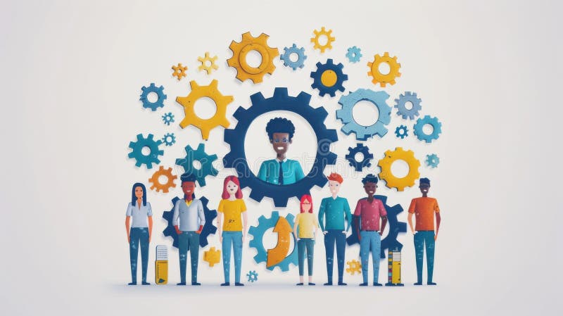 Teamwork, Interaction between All Team Members. Team Building Flat ...